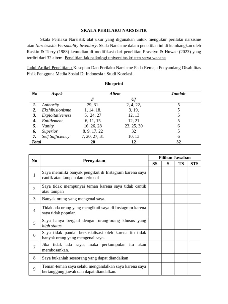 Blueprint Skala Penelitian | PDF