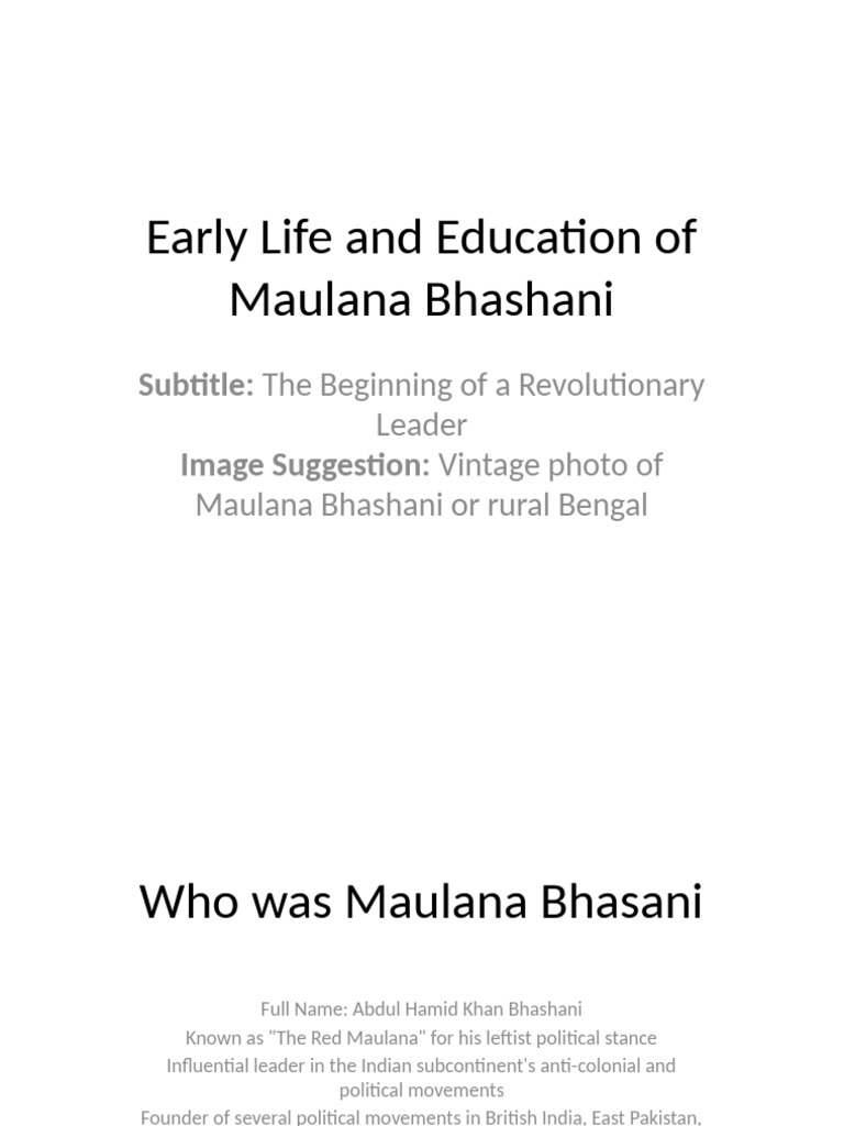 Early Life and Education of Maulana Bhashani | PDF