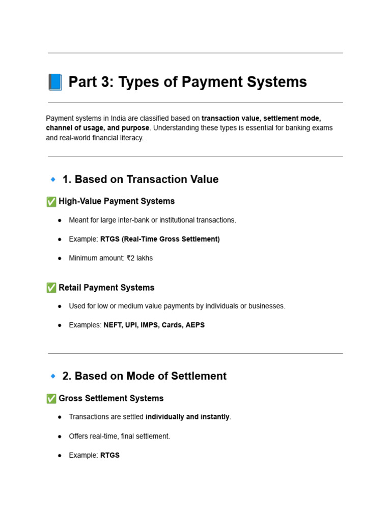 Part 3 - Types of Payment Systems | PDF | Payment System | Banking Technology