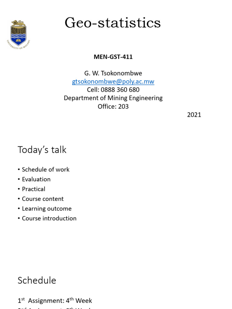 Geo-Statistics Course Overview and Evaluation | PDF | Statistics