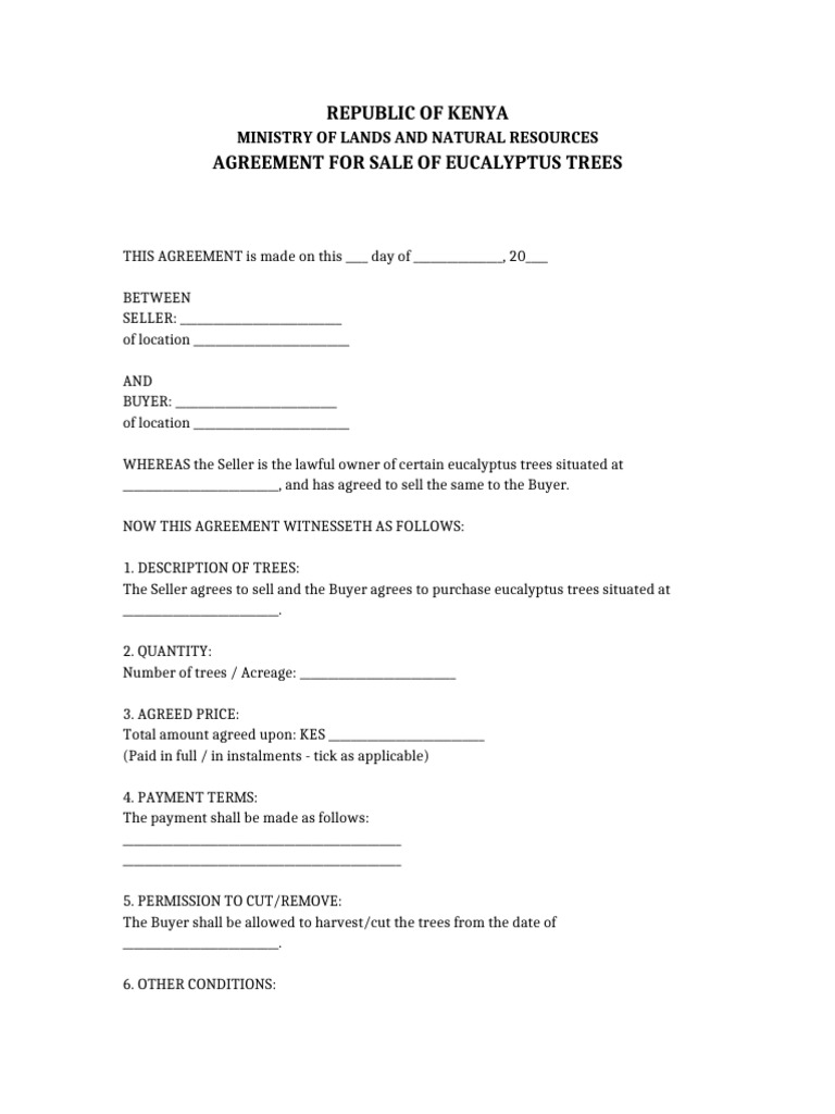 Eucalyptus Tree Sale Agreement | PDF