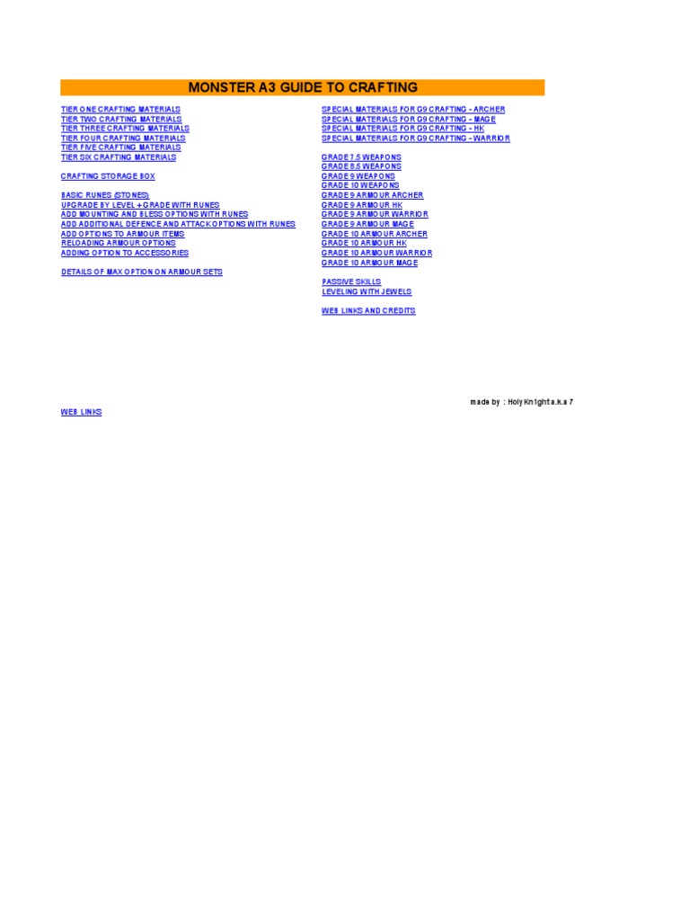 A3 Crafting Guide for Weapons and Armor | PDF | Armour | Military ...