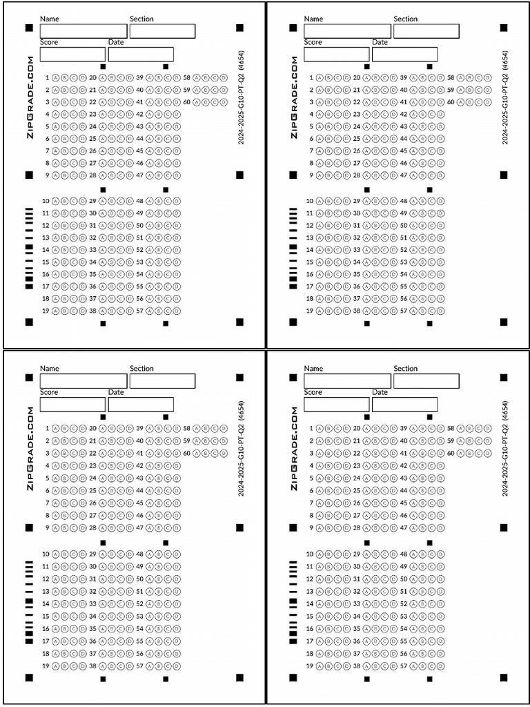 g10 q2 Answer Sheet | PDF