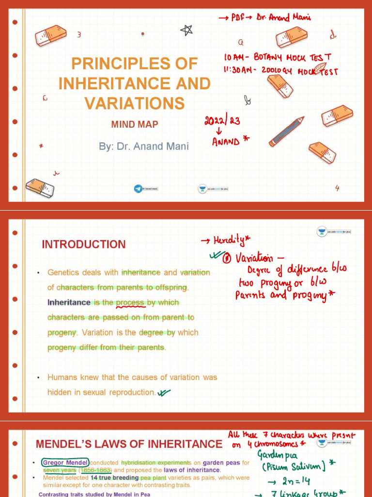Mind Map Principles of Inheritance and Variations PYQs and Exemplar ...