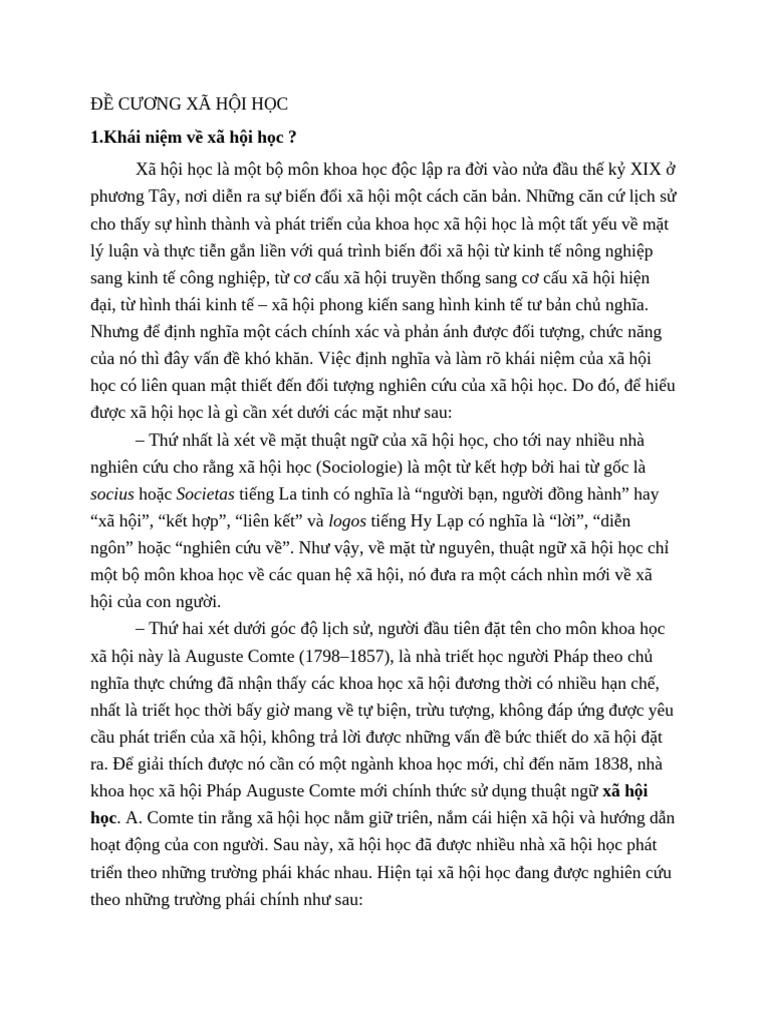 ĐỀ CƯƠNG XHH | PDF