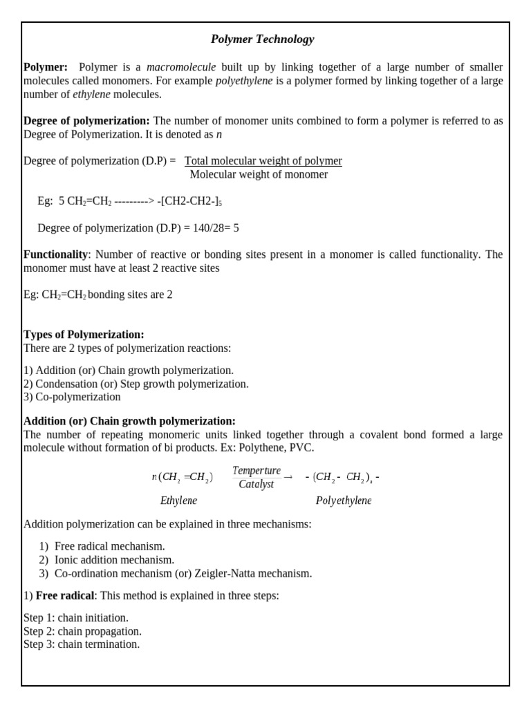 Chemistry Unit 4 Material Updated | PDF | Polymerization | Polymers