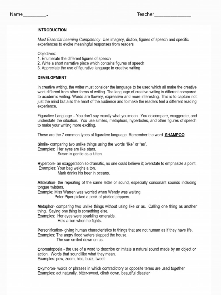 Figurative Language Practice | PDF