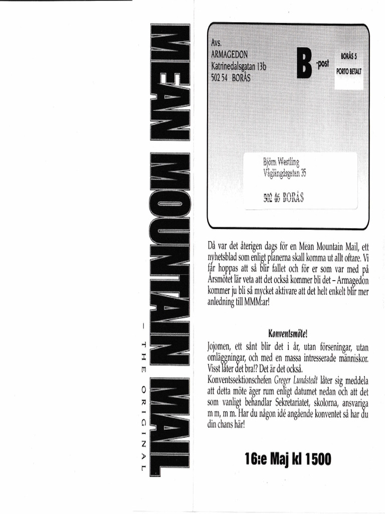 Mean Mountain Mail - Konventsmöte | PDF