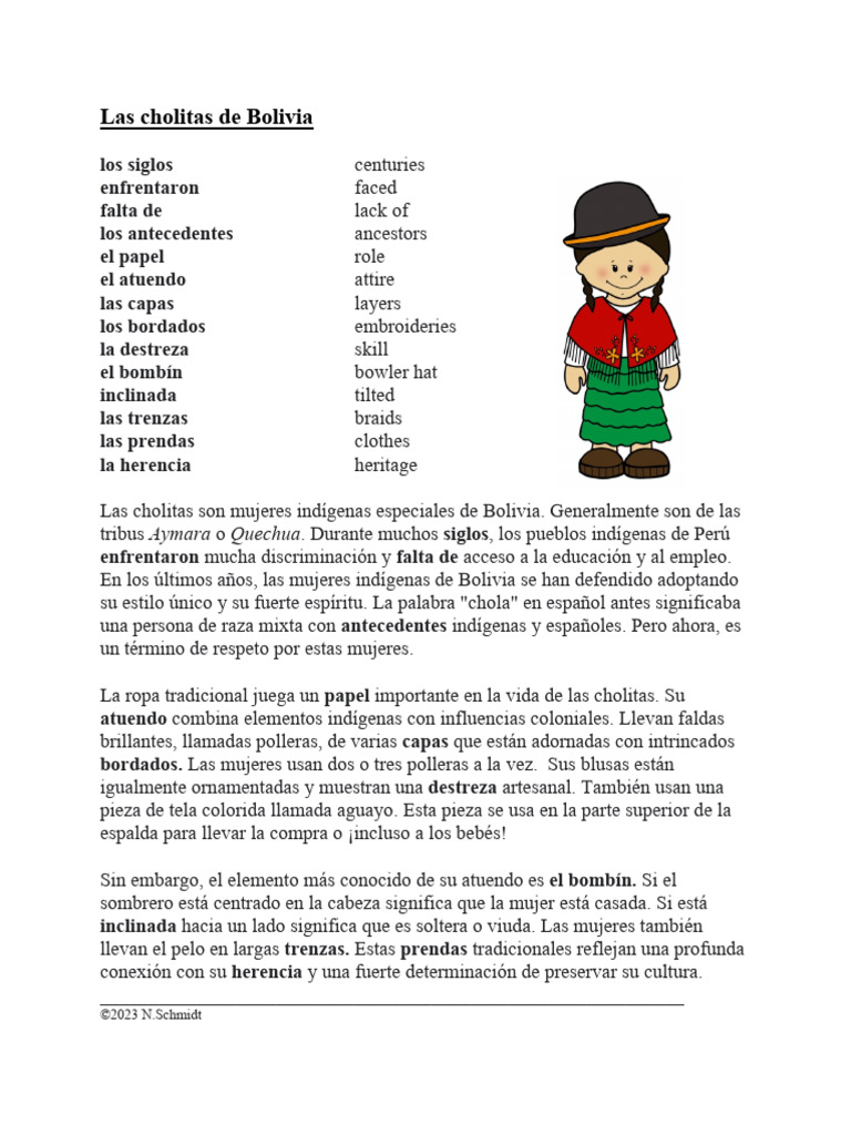 Las Cholitas de Bolivia: Aymara Quechua | PDF | Ropa