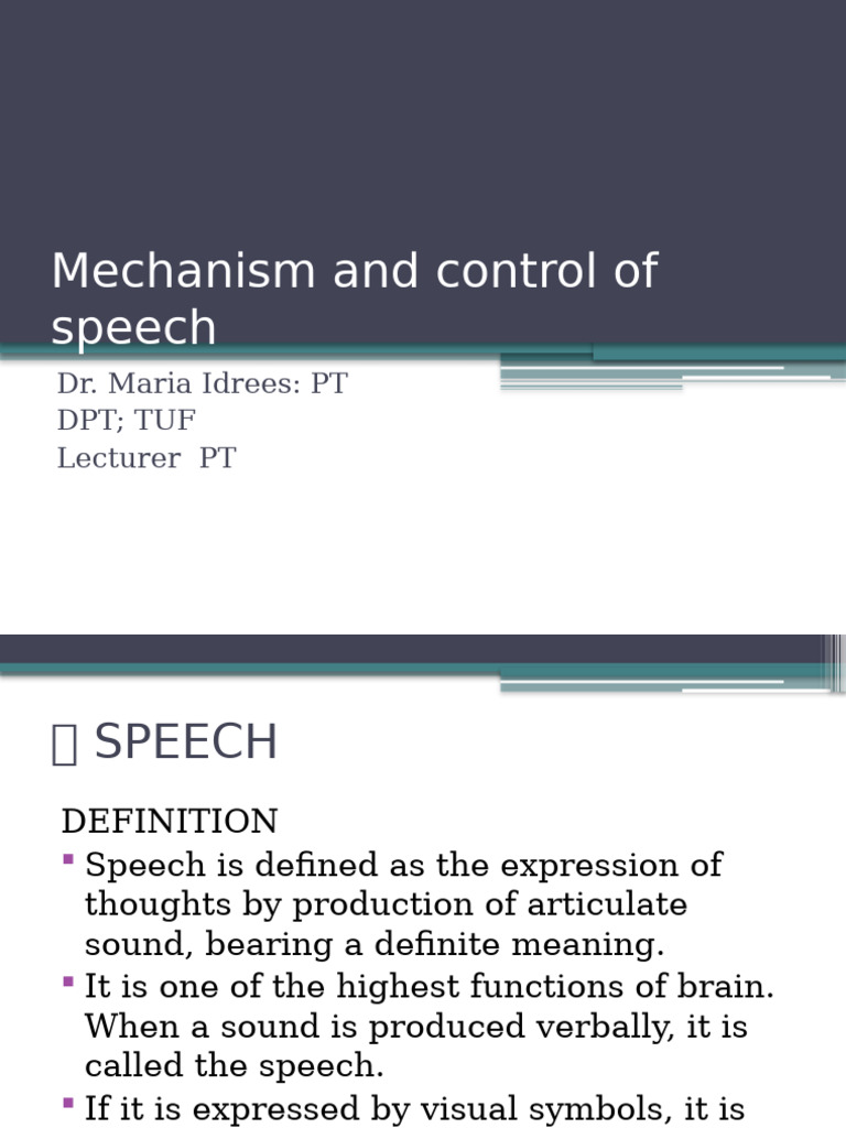 Mechanism and Control of Speech | PDF | Speech | Cerebral Cortex
