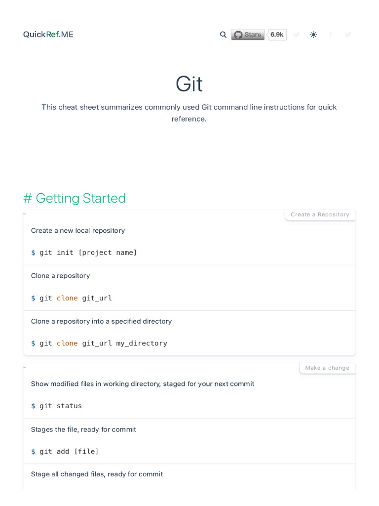 Git Command Cheat Sheet & Quick Reference | PDF | Computer File ...