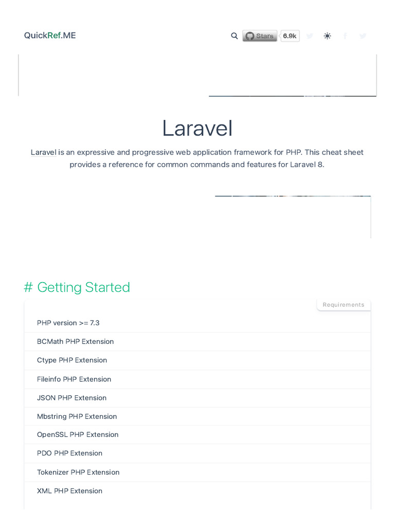 Laravel Cheat Sheet & Quick Reference | PDF | Password | Php