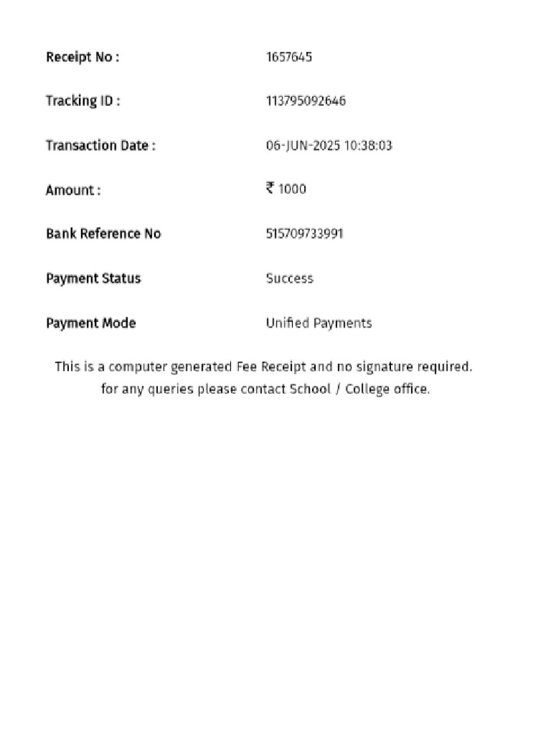 Acknowledgement Receipt For Fees Paid On Time | PDF