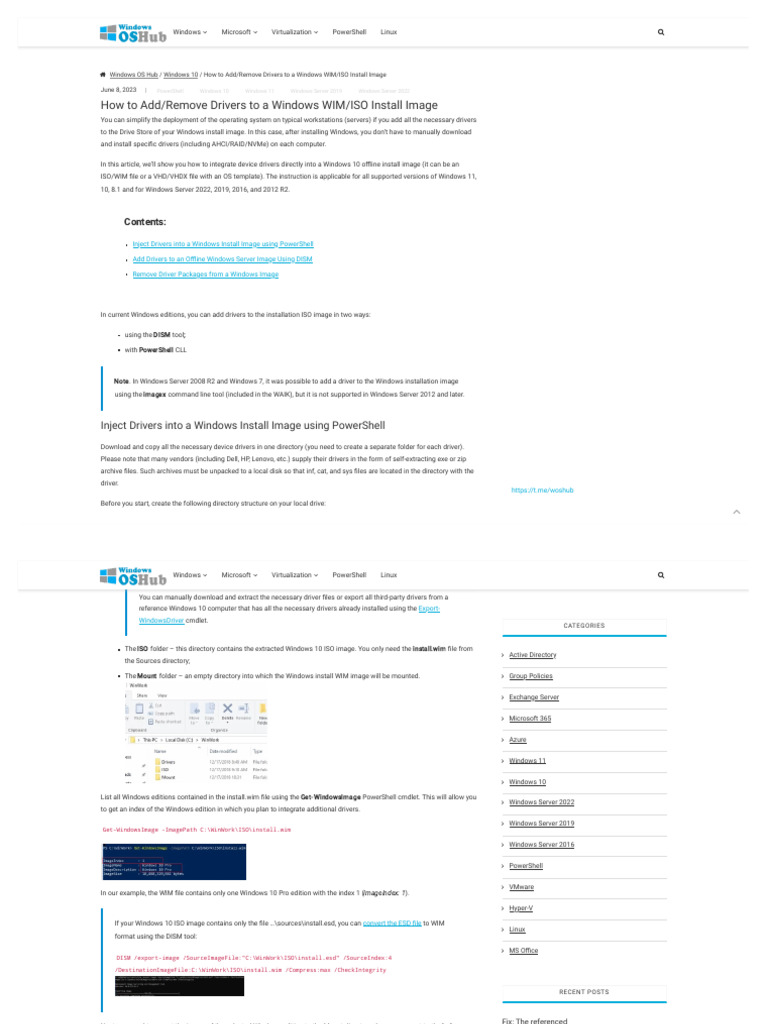 Add Drivers to Windows WIM/ISO Images | PDF | Microsoft Windows ...