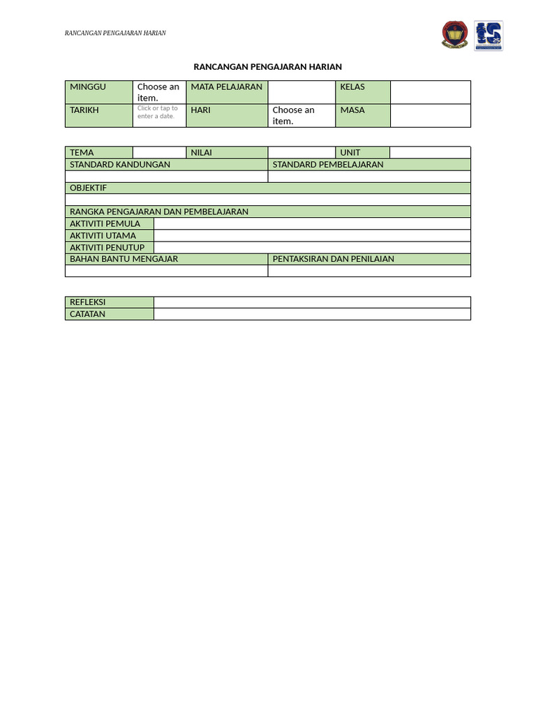 Template RPH Terkini 2023-2024 | PDF