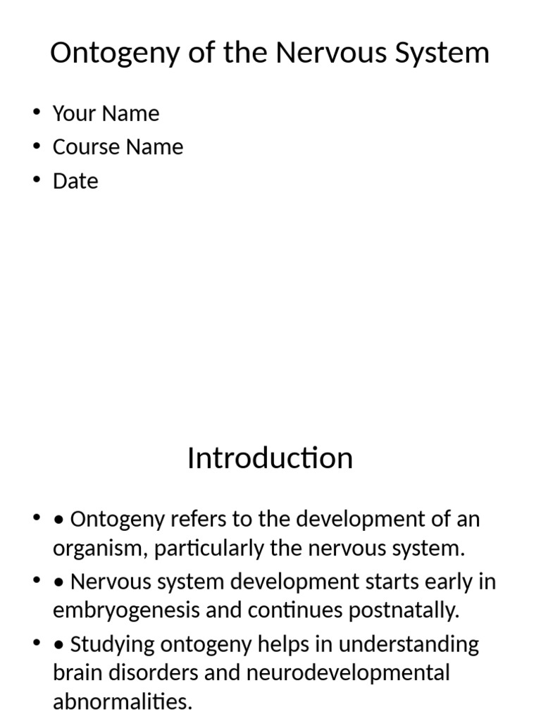 Ontogeny of Nervous System Enhanced | PDF | Central Nervous System ...