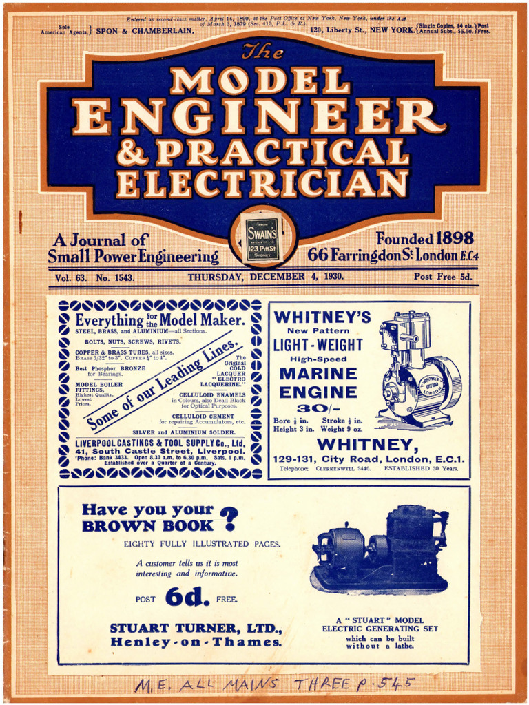 Model Engineer & Practical Electrician 1543 | PDF | Metalworking ...