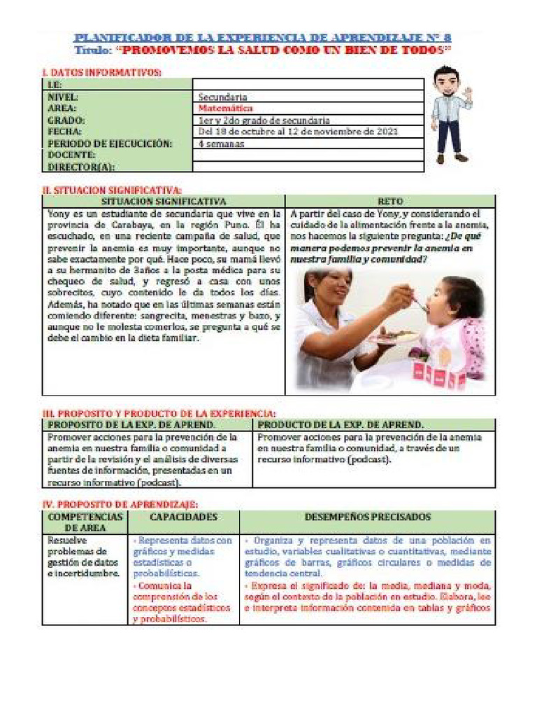 Planificador de La Experiencia 8 de AEC - Ficha de Actividad de La 1ra. Semana | PDF