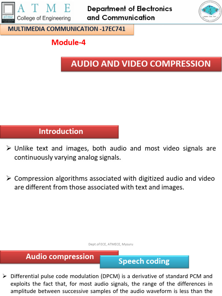 Bec613a MMC Module 4 | PDF | Data Compression | Digital Audio