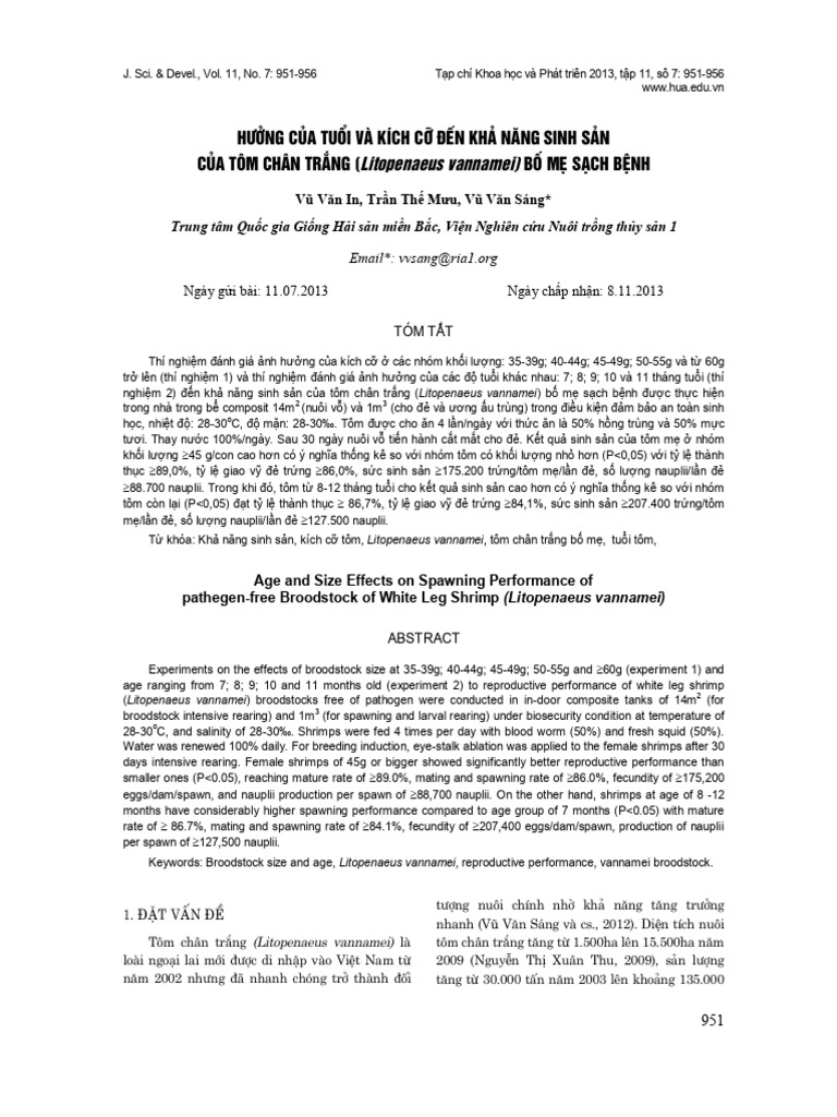 Bai 9 in Et Al. 2013. Tuổi Và Kích Cỡ Đến Sinh Sản Tct Bo Me. Tap Chi ...