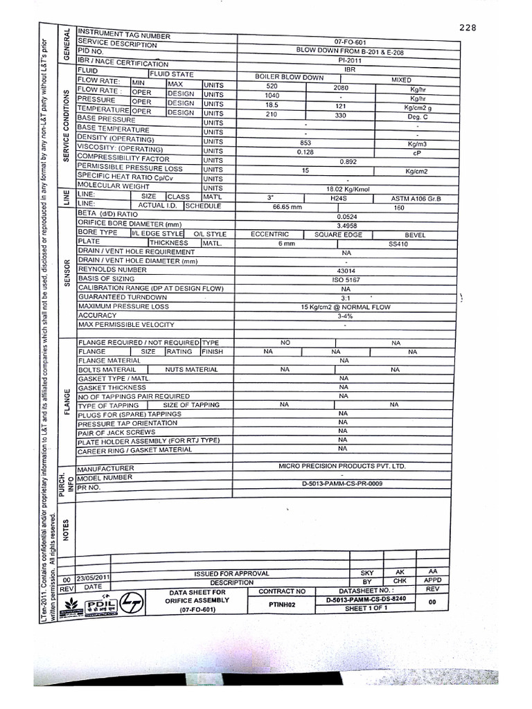 Restricted Orifice Data Sheet | PDF