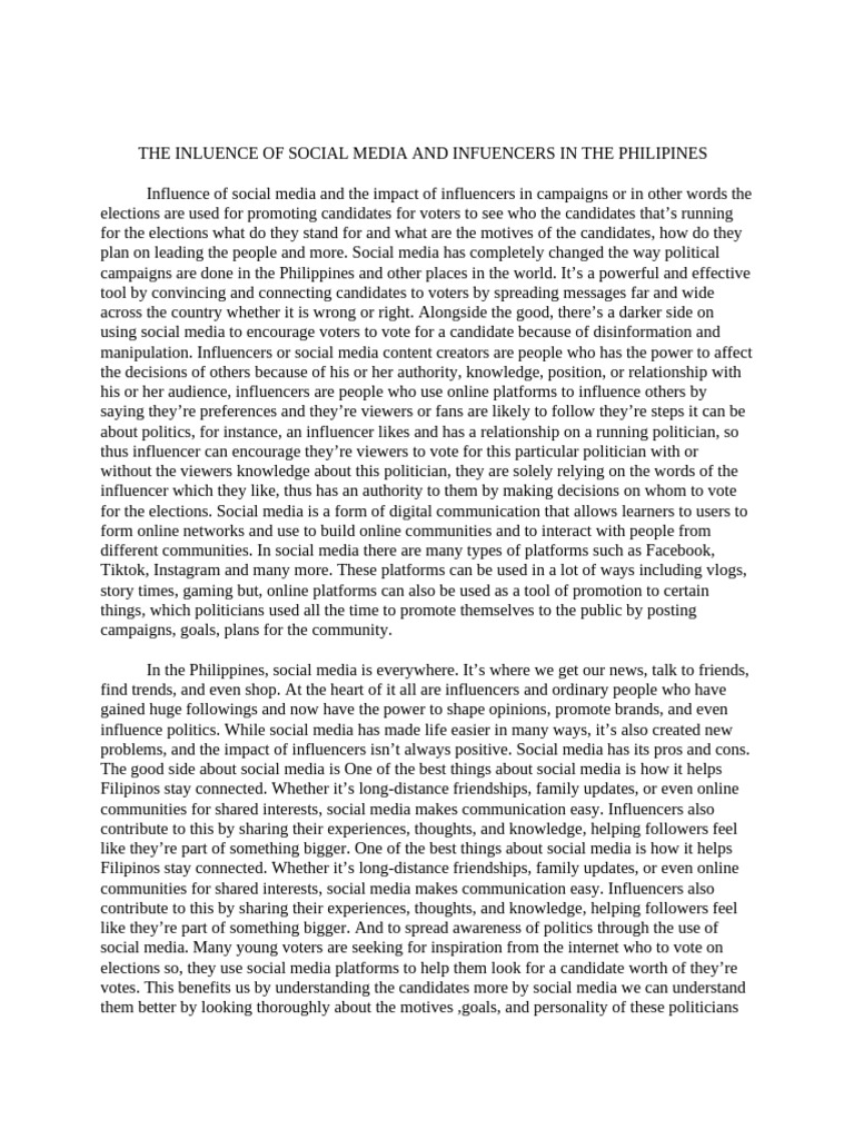Social Media Influencers in Philippine Politics | PDF | Social Media ...