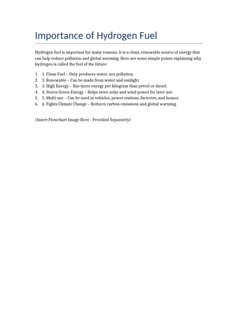 Importance of Hydrogen Fuel Project Page | PDF