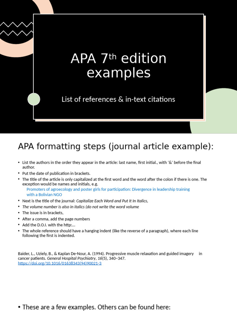 APA 7th Ed Formatting | PDF | Citation | Apa Style