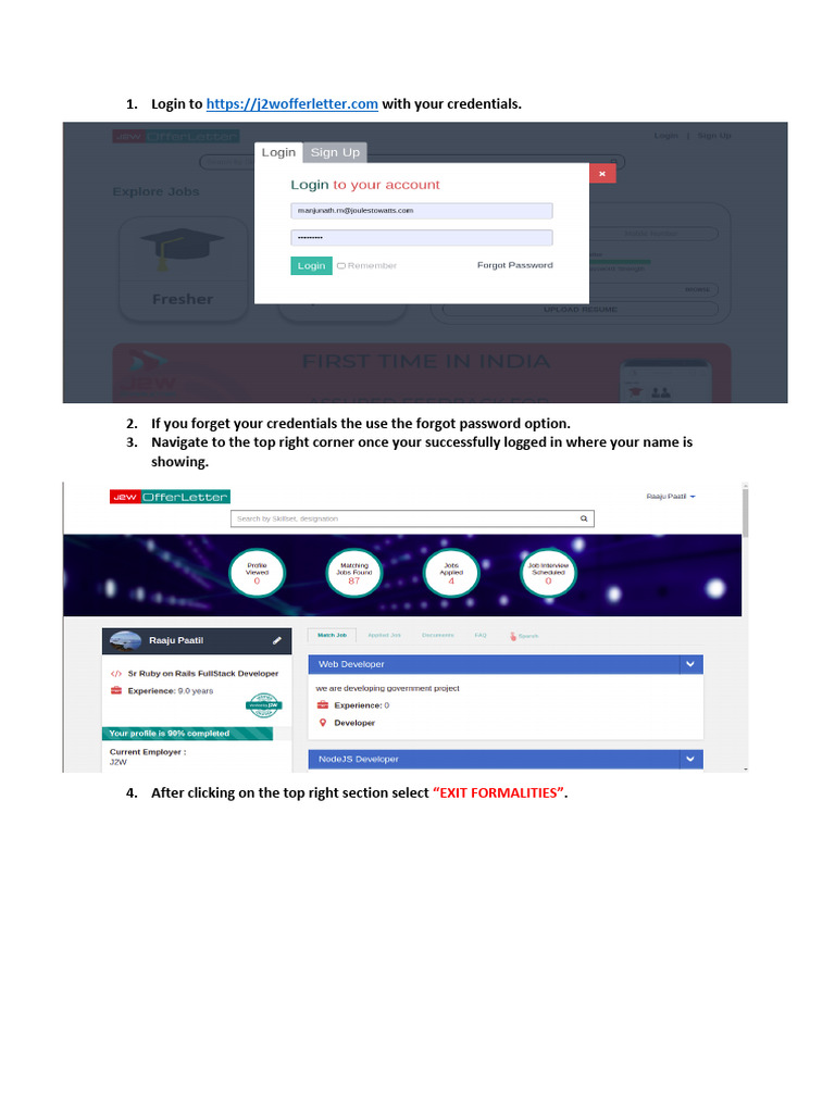 Exit Formalities Process For Candidates | PDF