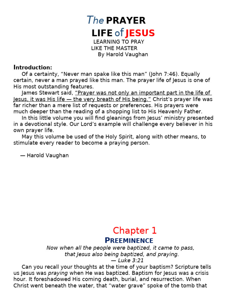 The Prayer Life of Jesus Christ | PDF | Jesus | Prayer