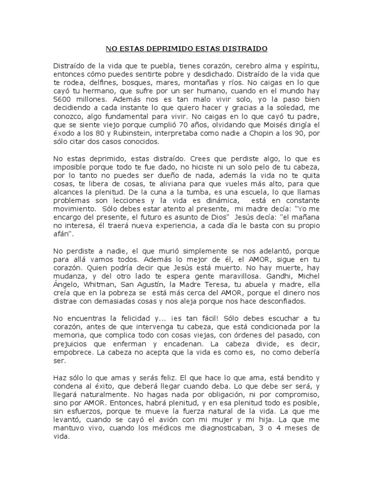 No Estas Deprimido Estas Distraido | PDF | Alma | Amor