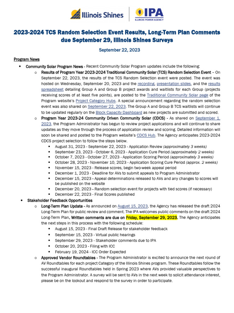 Illinois Shines Announcement 22september2023 Final For Publication ...