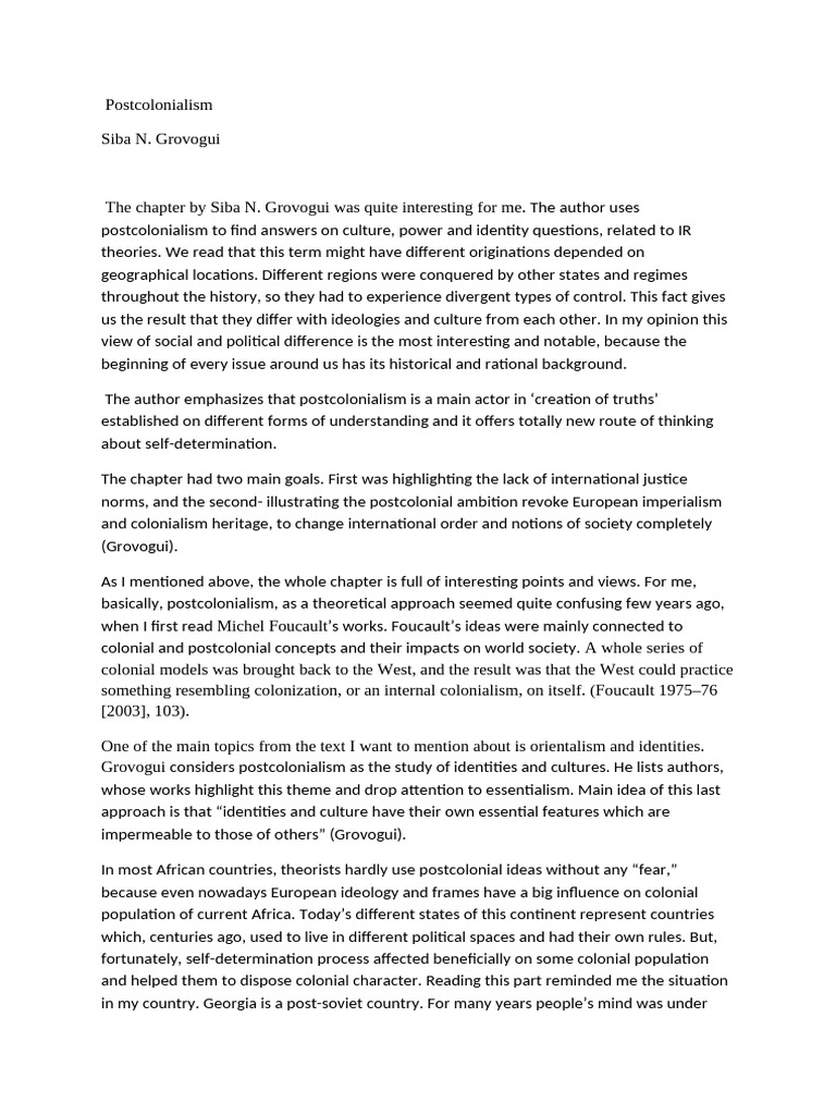Understanding Postcolonialism in IR | PDF | Postcolonialism | Michel ...