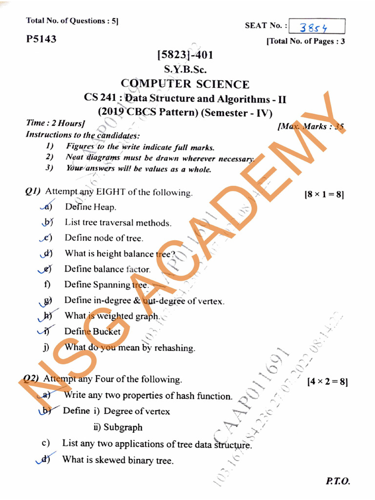 3 - DS and Algo II - Solution of PYQ Apr 22 - by NSG | PDF
