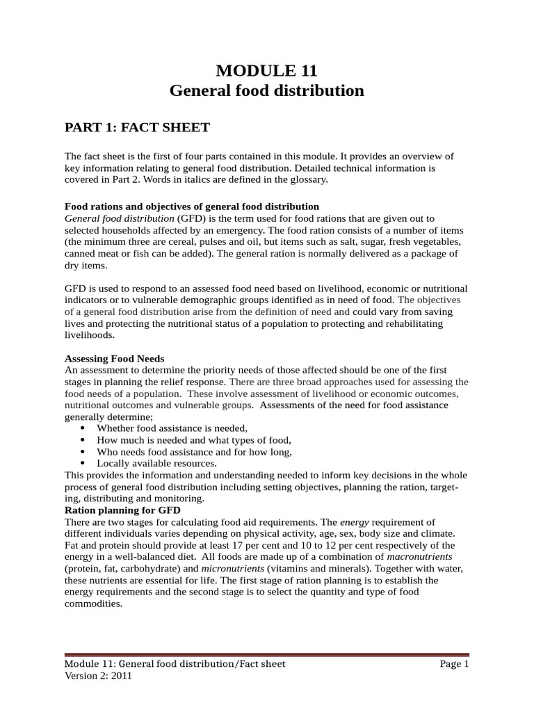 General Food Distribution Overview | PDF | Nutrients | Foods