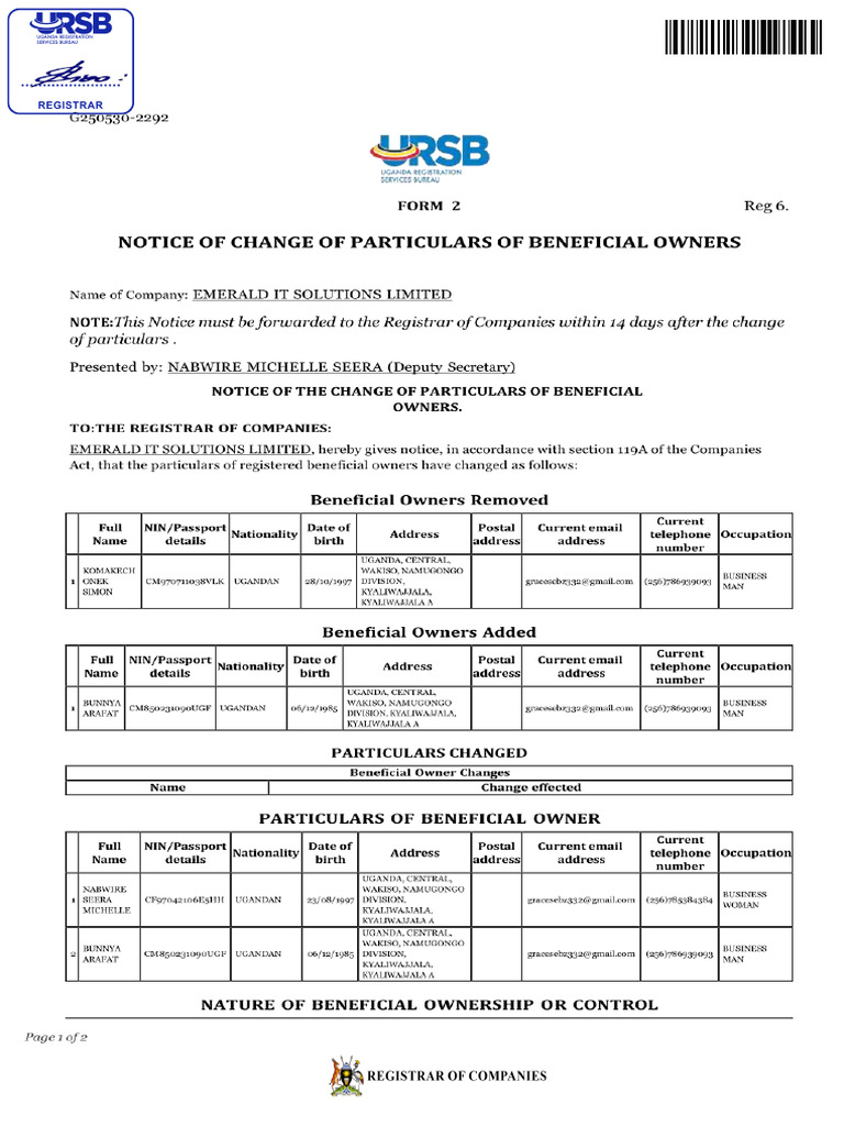 Beneficial Ownership Form 80034953152206 | PDF