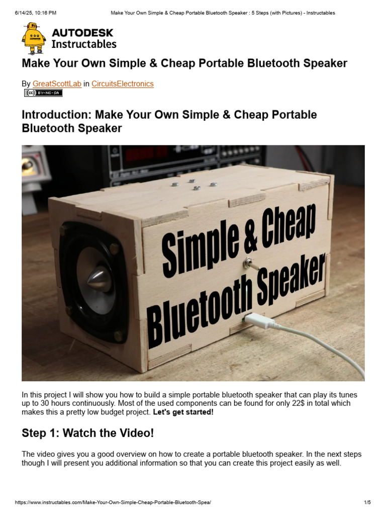 Make Your Own Simple & Cheap Portable Bluetooth Speaker - 5 Steps (With Pictures ...