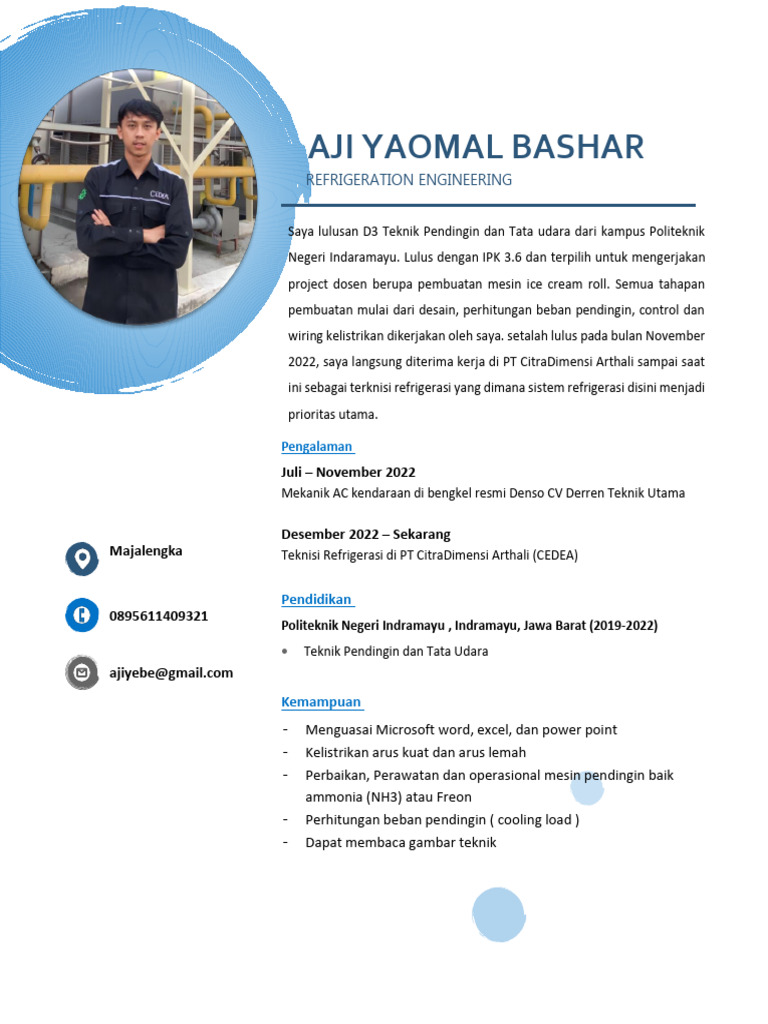 Aji Yaomal Bashar Refrigenerasi Resume | PDF