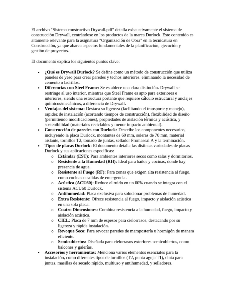 Espesor de muros en Drywall Durlock | PDF | Paneles de yeso | pared
