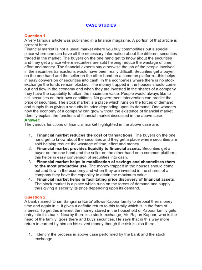 CH 10 Case Studies | PDF | Stocks | Securities (Finance)