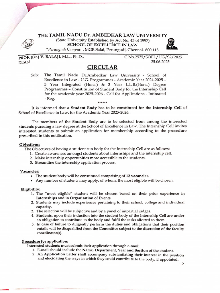 Internship Circular 2025 | PDF