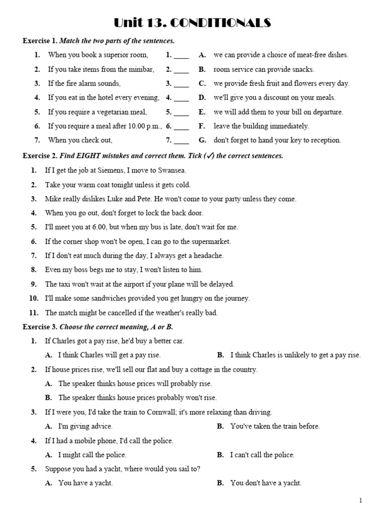 (HW) Unit 13. Conditionals | PDF