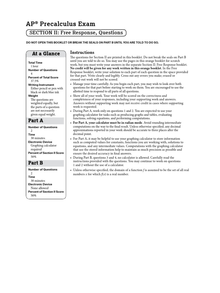AP Precalculus Free Response Overview | PDF | Function (Mathematics ...