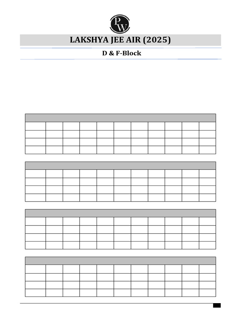 D & F Block - Module - Lakshya JEE AIR Recorded 2025 | PDF | Transition ...