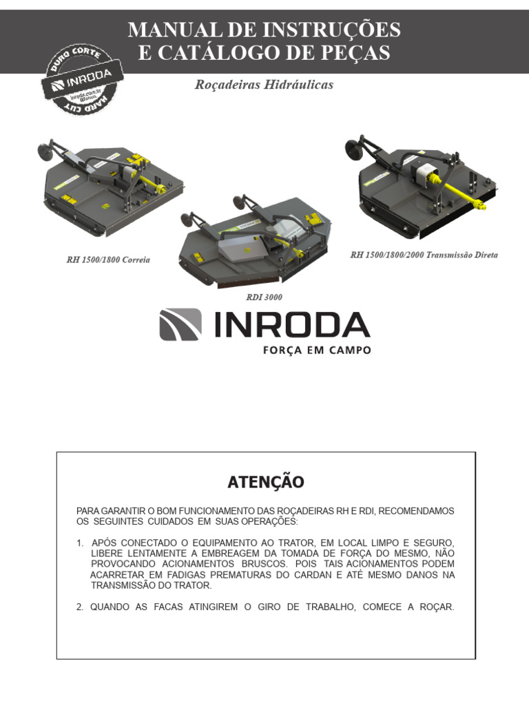 Manual e Catálogo Roçadeiras Hidráulicas | PDF | Engenharia Mecânica