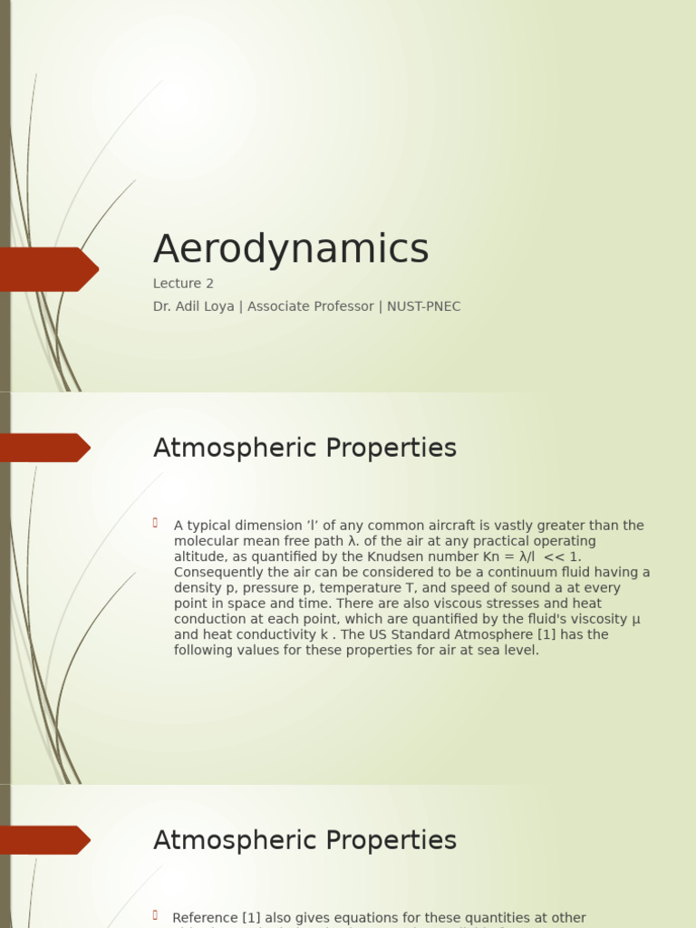 Aerodynamics L2 | PDF | Applied And Interdisciplinary Physics