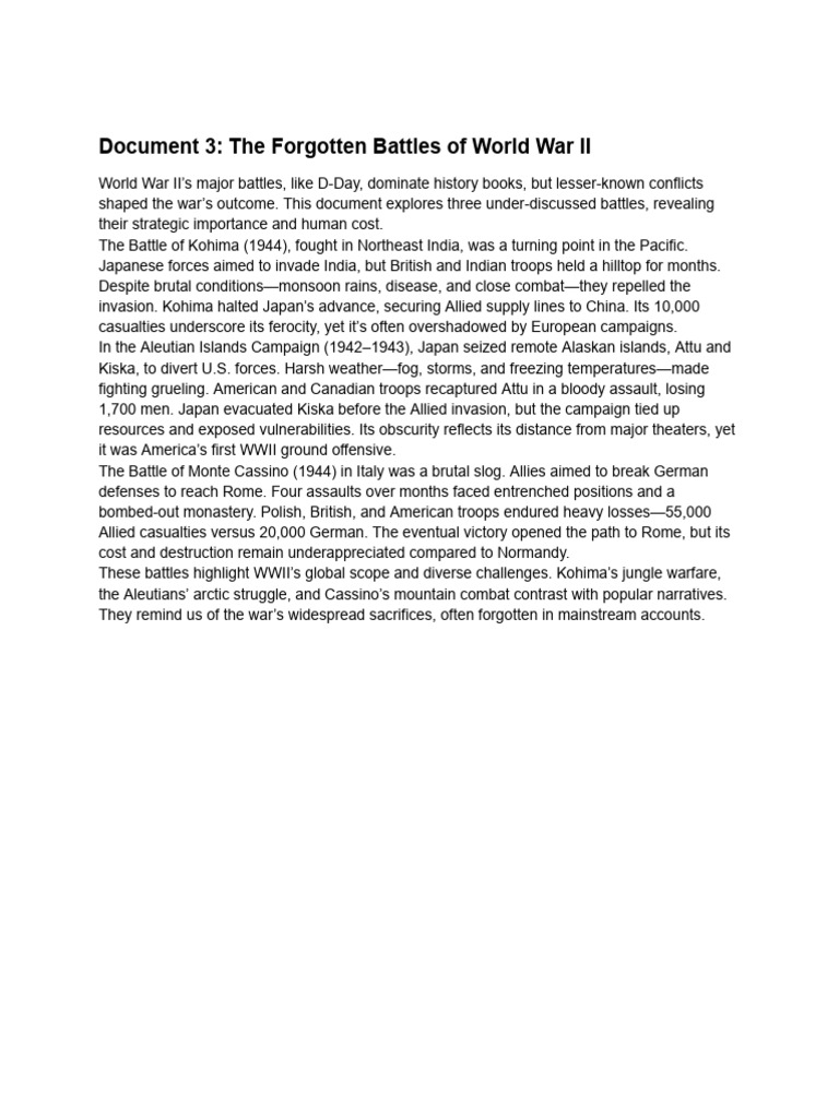 Document 3 - The Forgotten Battles of World War II | PDF