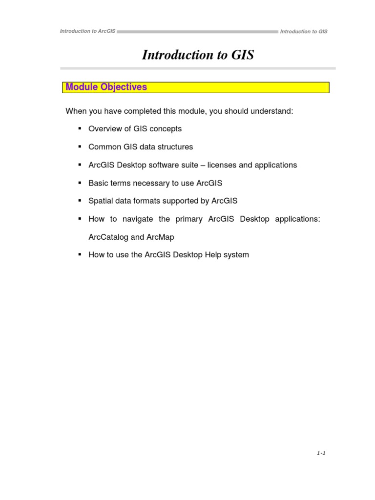 Introduction To GIS: Module Objectives | PDF | Arc Gis | Esri