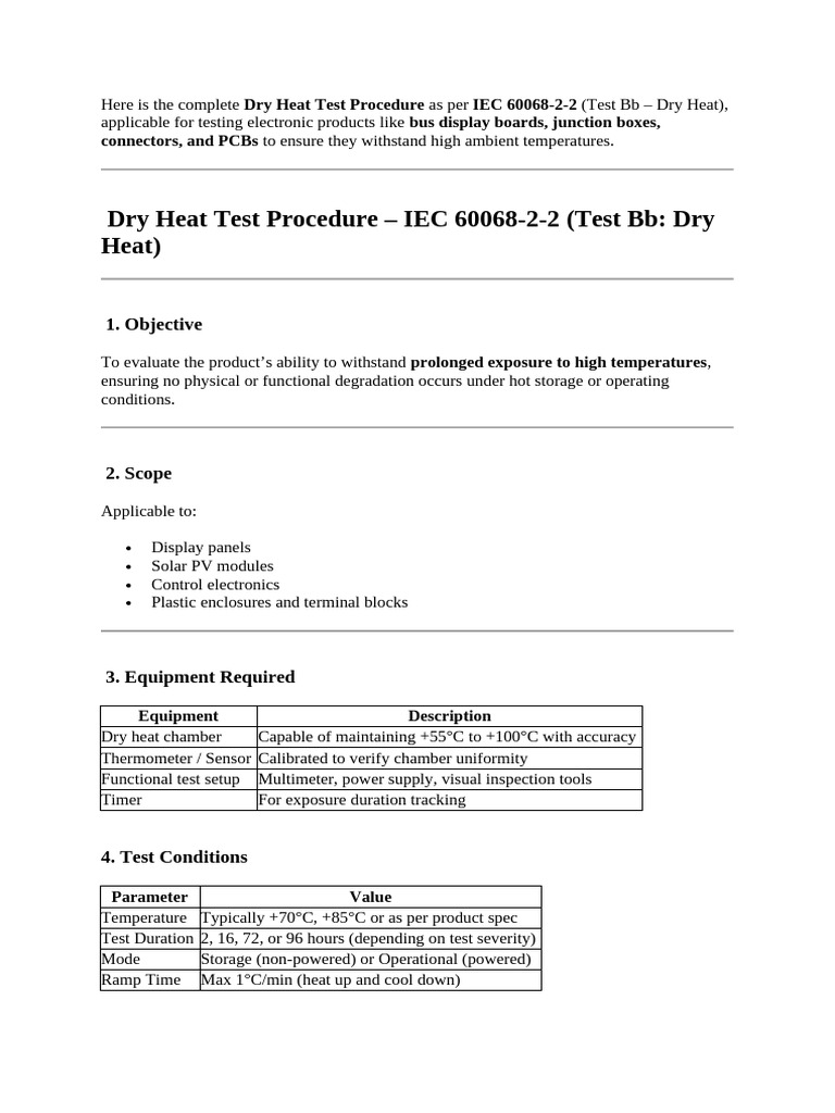 IEC 60068-2-2 Dry Heat Test Guide | PDF | Heat | Temperature