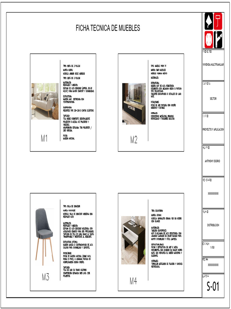 Ficha Técnica de Muebles Multifamiliares | PDF